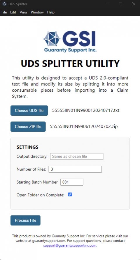 UDS Splitter Utility - GSI
